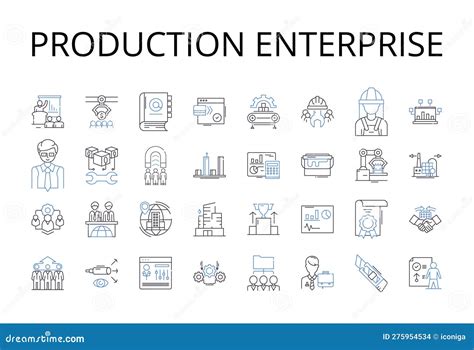 Assembly Company Line Icons Collection Interlocking Precision Fabrication Integration