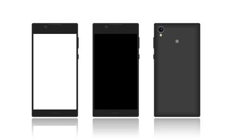 모형 디자인을 위한 흑백 디스플레이 스크린을 가진 새로운 모형 스마트 폰 사실적인 휴대 전화 전면 및 후면보기 현대 디지털 기술 벡터의 최신 가제트 개념 일러스트 디자인