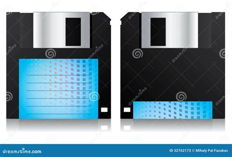 Blue Labelled Diskette Front And Back Design Stock Vector Illustration Of Digital Floppy