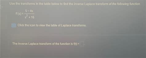Solved Use The Transforms In The Table Below To Find The