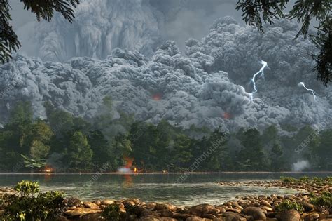 Artwork Of A Pyroclastic Flow Stock Image C021 8226 Science Photo Library