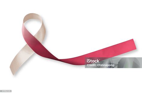 클리핑 경로 흰색 배경 구강 편평 세포 암 종 목 구멍 Laryngeal 인 두 암에 대 한 상징적인 활 색에 고립 된 부르고뉴 아이 보 리 리본으로 머리와 목 암 인식