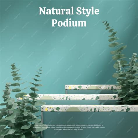 Зеленый терраццо подиум в квадратном эвкалиптовом листе домашнее растение 3d изображение