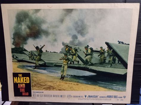 Lobby Card 1958 Naked And The Dead Marines Land South Pacific Beach Ww2
