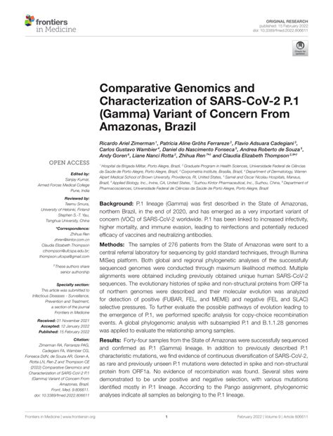 Pdf Comparative Genomics And Characterization Of Sars Cov 2 P1