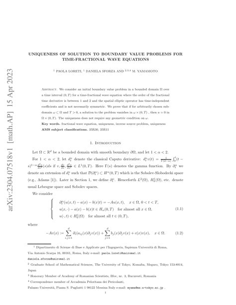 Pdf Uniqueness Of Solution To Boundary Value Problems For Time Fractional Wave Equations