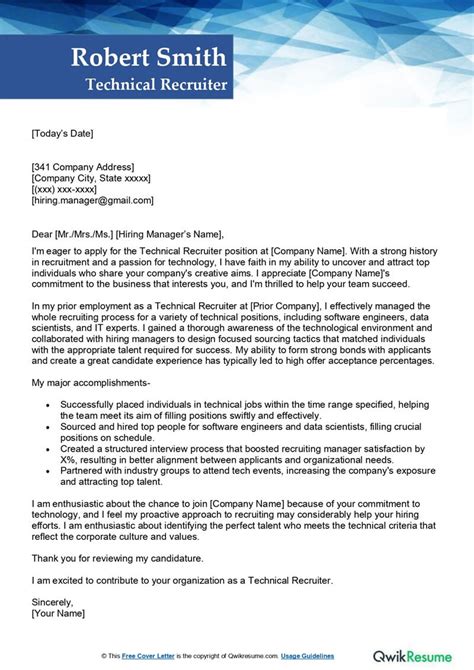 Recruiter Cover Letter Examples