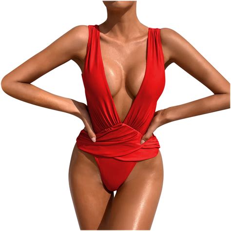 Utsjkr Womens Sexy Thong Cutout Monokini Tie Beach One Piece Swimsuit