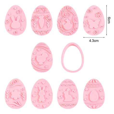Badu Bg 9pcs Великденска пластмасова форма за бисквитки Заешко яйце Форма за бисквити 3d Мухъл с