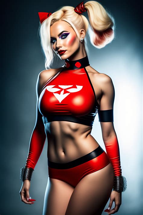 Lexica Fullbody Shot Of Flirty Harley Quinn Wearing Bikini Model