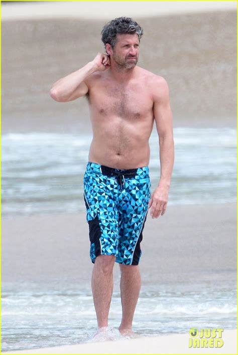 Shirtless Patrick Dempsey Continues His Beach Vacation With Wife