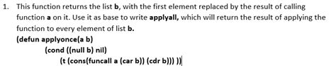 Solved Use Lisp To Solve This Problem This Function