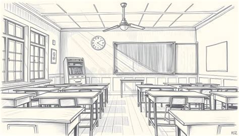 Empty Classroom A Sketch Of A Serene Learning Space Stock Illustration Empty Classroom A Sketch Of A Serene Learning Space Stock Illustration