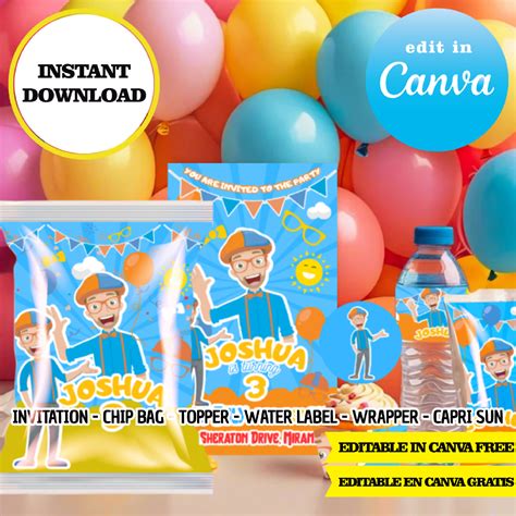Blippi Canva Templates Chip Bags Labels And More Phigraphic