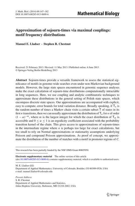 Pdf Approximation Of Sojourn Times Via Maximal Couplings Motif