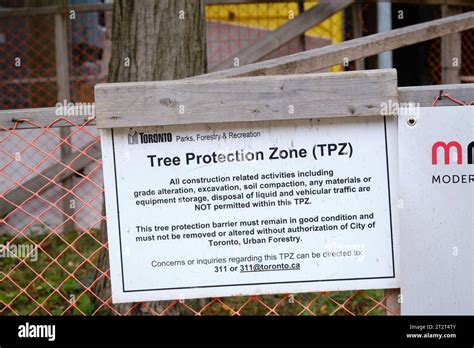 Sign From Toronto City Designating Front Of Home As Tree Protection Zone TPZ Stock Photo Alamy