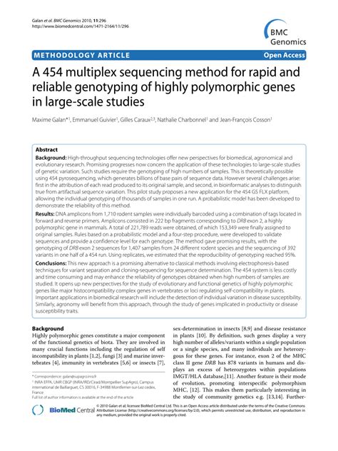 Pdf A 454 Multiplex Sequencing Method For Rapid And Reliable
