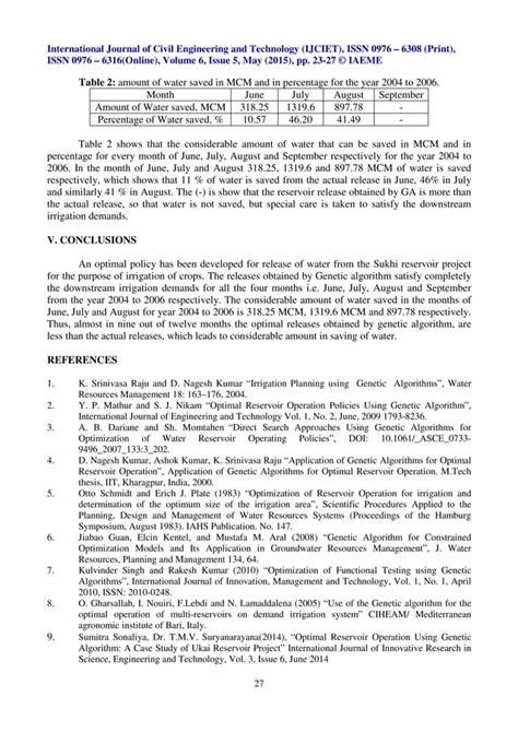 Optimal Reservoir Operation For Irrigation Of Crops Using Genetic