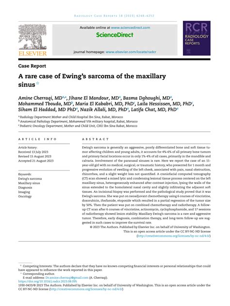 Pdf A Rare Case Of Ewings Sarcoma Of The Maxillary Sinus