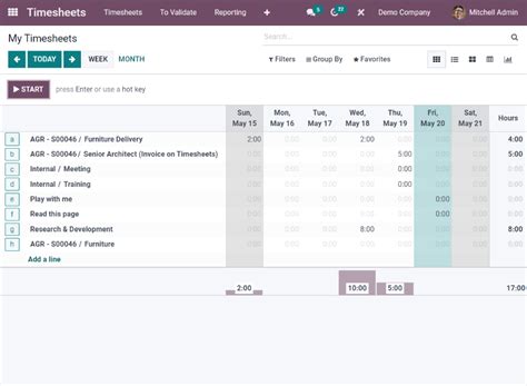 Odoo Timesheets Module Midis