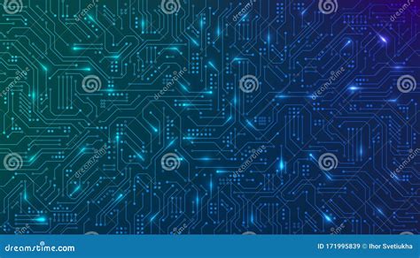 Abstract Futuristic Circuit Board High Computer Technology Blue Color Background Hi Tech