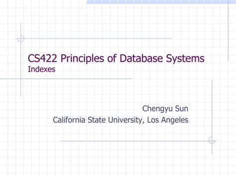 Ppt Cs422 Principles Of Database Systems Indexes Powerpoint
