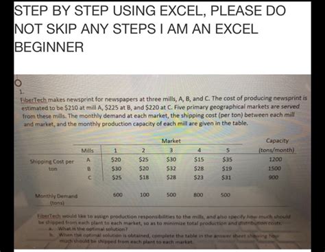 Solved Step By Step Using Excel Please Do Not Skip Any