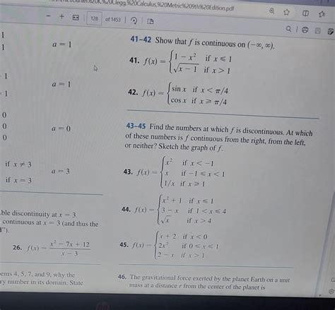 Solved 41 42 Show That F Is Continuous On −∞∞ 41