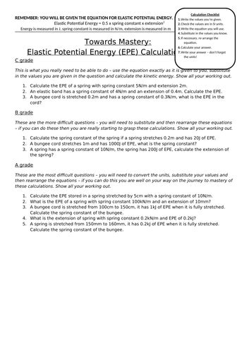 Elastic Potential Energy Stores Gcse Physics Teaching Resources