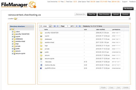 shaw hosting portal file manager pro