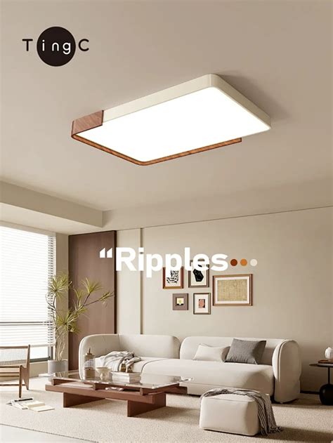 中古风客厅灯复古胡桃木色长方形吸顶灯现代简约大厅主灯中山灯具 天猫 花瓣网