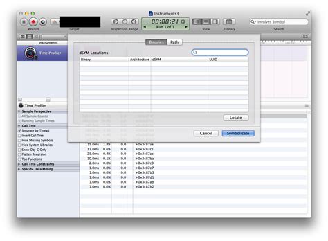 Iphone Instruments On Ios Device Unable To Symbolicate Because App Not Appearing In The Drop