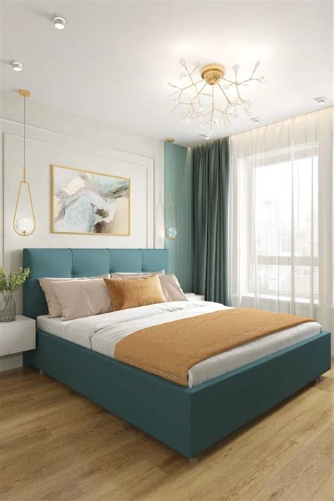 Спальня в современном стиле Бирюзовые спальни Интерьеры спальни Главные спальни