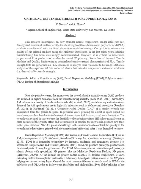 064 Optimizing The Tensile Strength For 3d Printed Pla Pdf Strength Of Materials