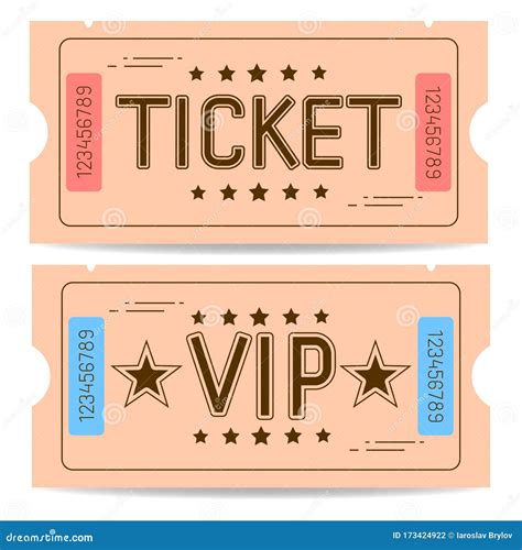 Set Vector Of A Ticket Icon In A Flat Style Retro Ticket Stub Stock Vector Illustration Of