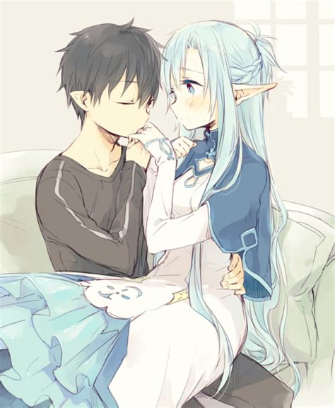 Asuna Blushes A Bit As Kirito Kisses Her Ring That Was On Her Finger Artofit