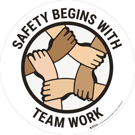 Safety Begins With Team Work Circular Floor Sign