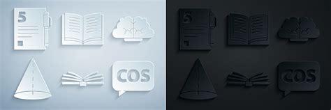 Set Open Book Human Brain Geometric Figure Cone Mathematics Function Cosine And Test Or Exam