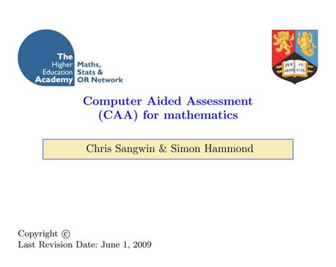 Computer Aided Assessment Caa For Mathematics Ppt