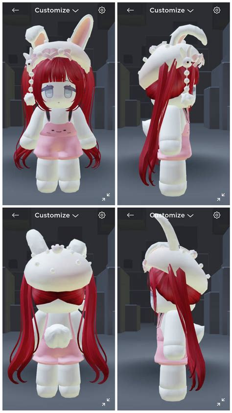 Roblox Cute Anime Girl With Pink Bunny Overalls By Cuddlesnam On