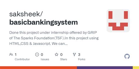 Github Saksheek Basicbankingsystem Done This Project Under Internship Offered By Grip Of The
