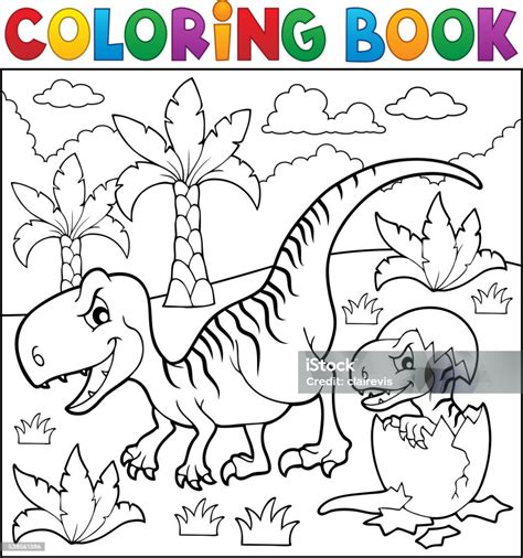 สมุดระบายสีไดโนเสาร์ธีม 9 ภาพประกอบสต็อก ดาวน์โหลดรูปภาพตอนนี้ กระดาษระบายสี ศิลปะลายเส้น