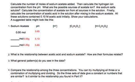 Calculate The Number Of Moles Of Sodium Acetate