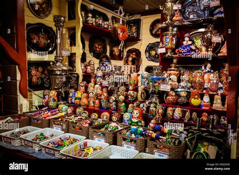 Traditional Russian Souvenirs at the Christmas fair on red square Stock ...