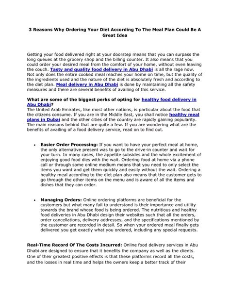 Ppt 3 Reasons Why Ordering Your Diet According To Meal Plan Could Be A Great Idea Powerpoint