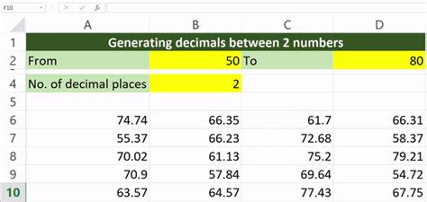 how to generate random numbers with decimals dollar excel