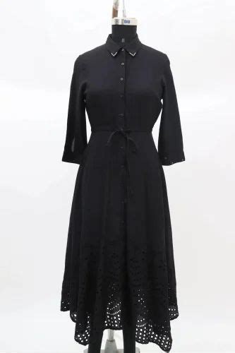 Plain Black Full Placket Dress With Draw String Style Around Waist Western Wear At ₹ 1375 Piece