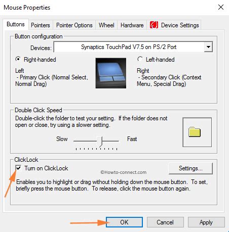 How To Enable And Disable ClickLock In Mouse On Windows