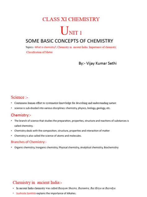 Class 11 Chapter 1 Basic Concepts Of Chemistry Pdf Mole Unit
