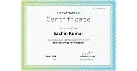 Sachin Roy On Linkedin Hackerrank Skill Certificate 14 Comments